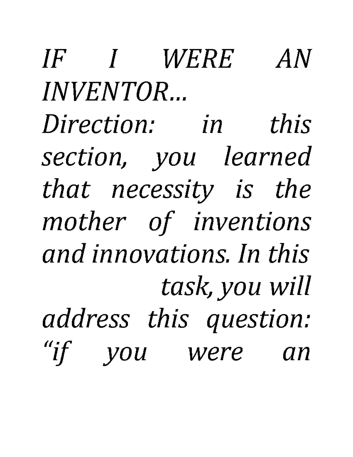 W2 Activity #2: Imagining Tomorrow's Inventions as an Inventor - Studocu