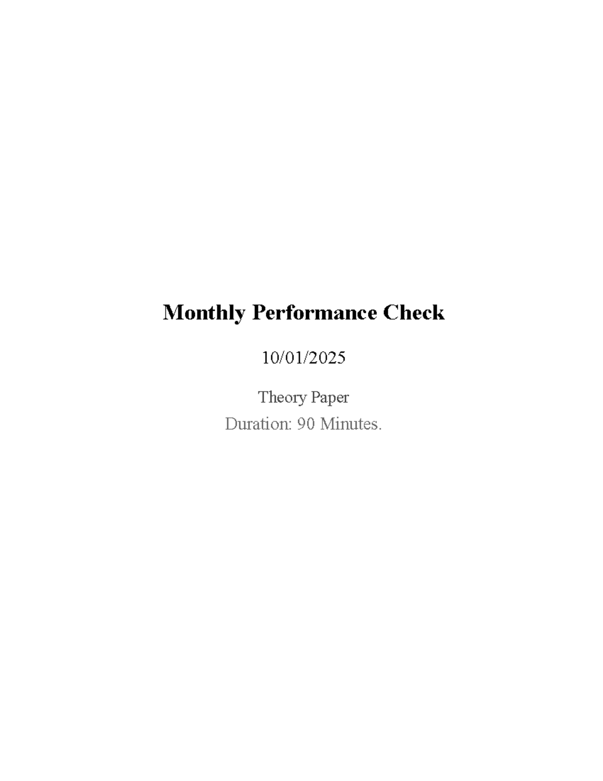 Practice Paper: Monthly Performance Check Theory (90 Min) - Studocu