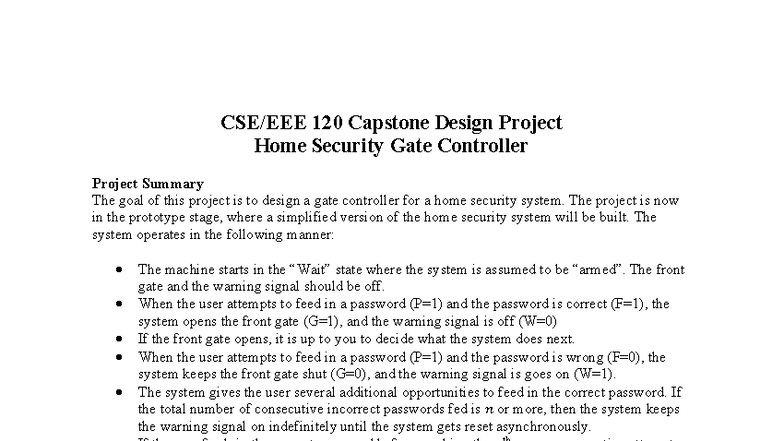 CSE/EEE 120 Capstone Project: Home Security Gate Controller Design ...