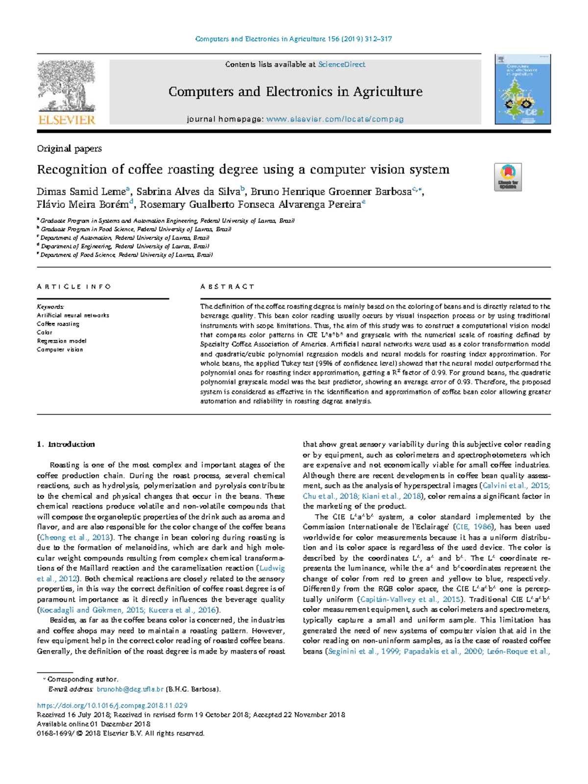 Recognition of Coffee Roasting Degree Using Computer Vision (ENGR 156 ...