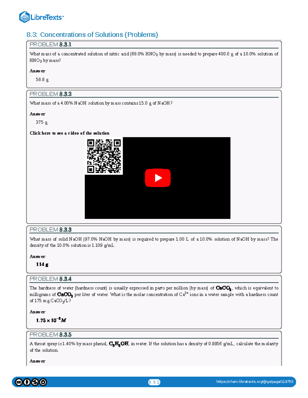 8 - Concentrations of Solutions (Problems) - Studocu