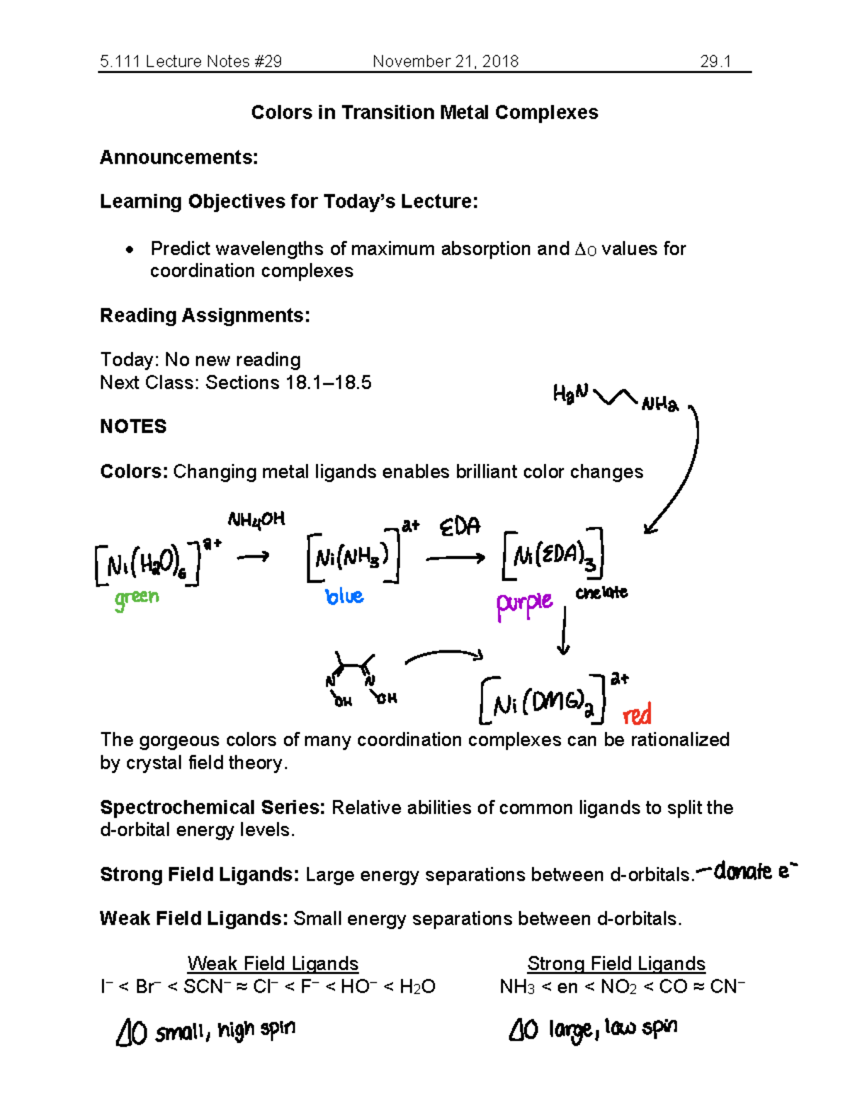 5.111 L29 Colors in Transition Metal Complexes - Colors in Transition ...