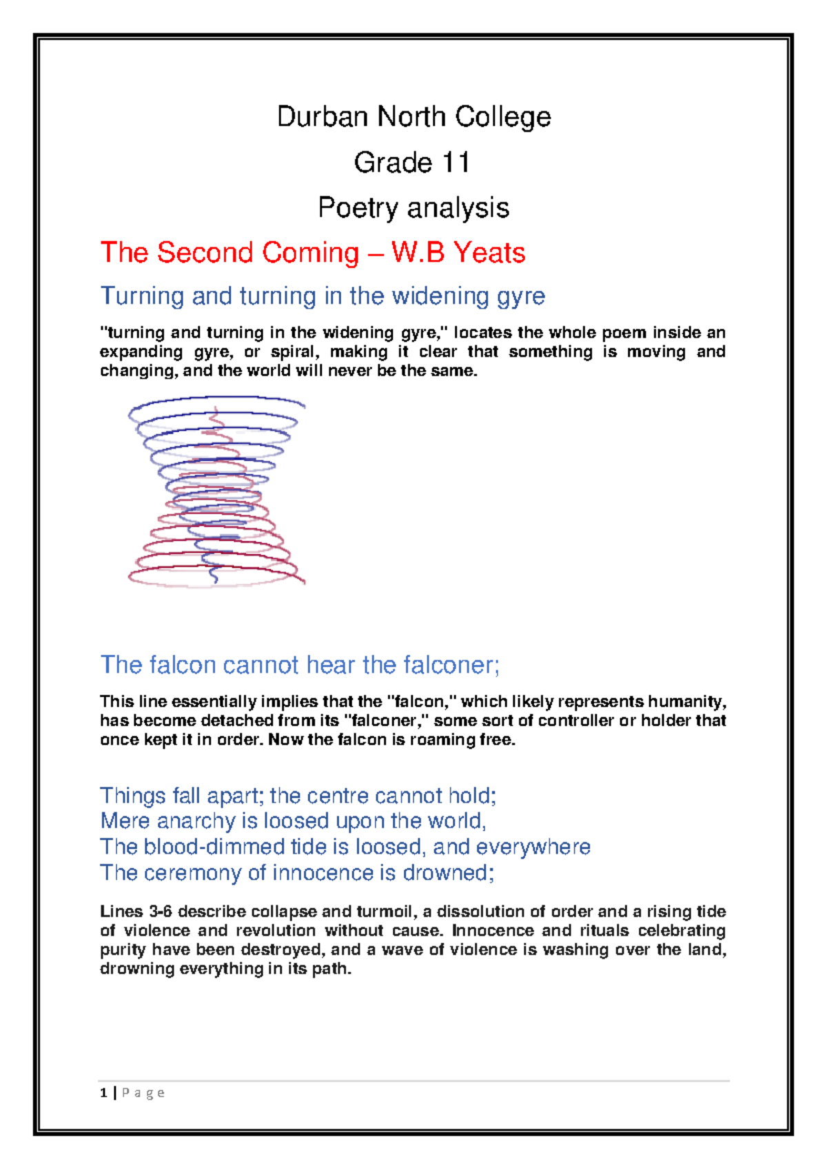 Analysis of "The Second Coming" - GR11 Poetry Insights - Studocu