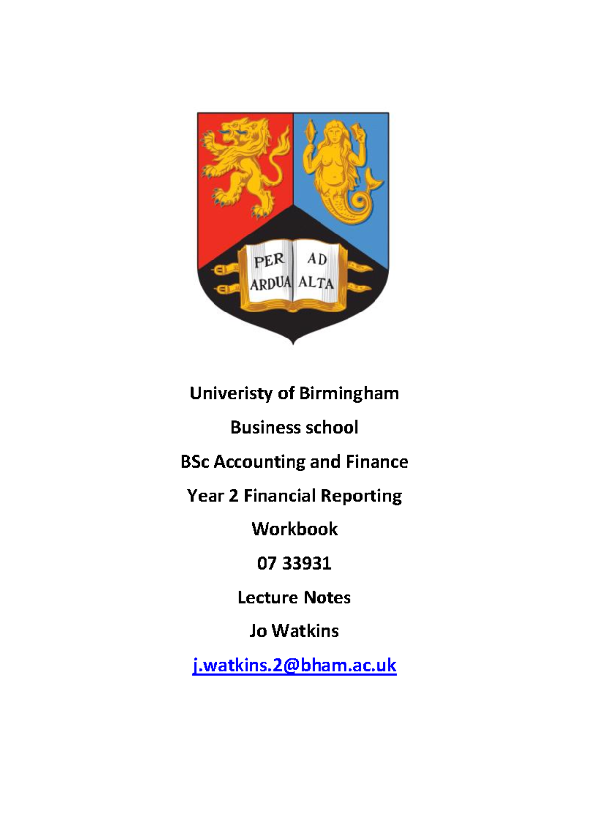 BSc Accounting & Finance Year 2: Financial Reporting Lecture Notes ...