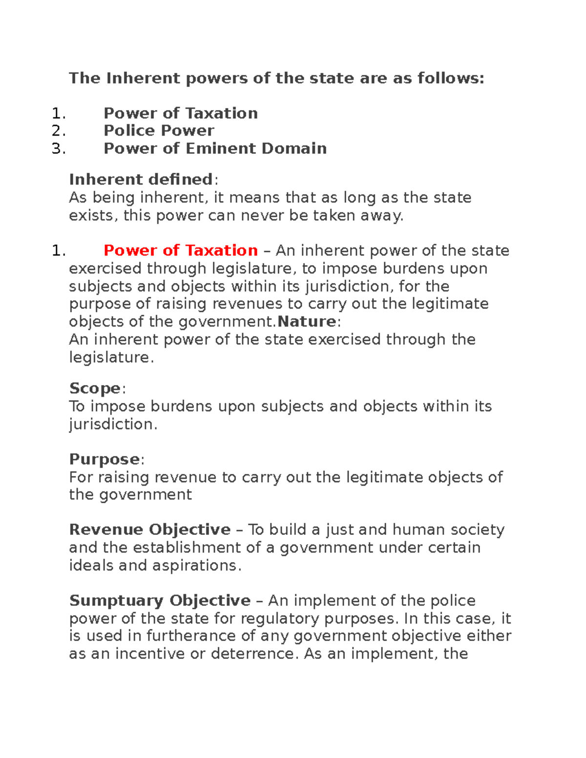 Inherent Powers of the State - Lecture Notes 23 - Studocu