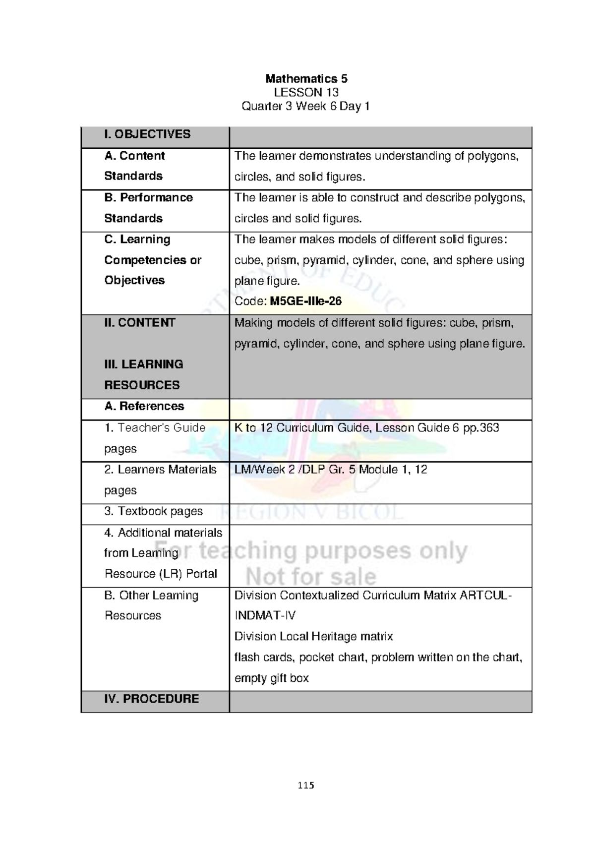 Pdfcoffee - module - Mathematics 5 LESSON 13 Quarter 3 Week 6 Day 1 I ...