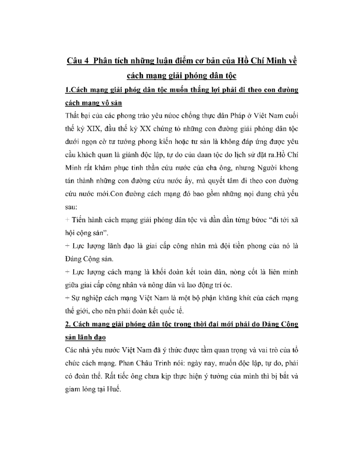 Phan tich nhung luan diem co ban cua ho chi minh ve cach mang giai ...