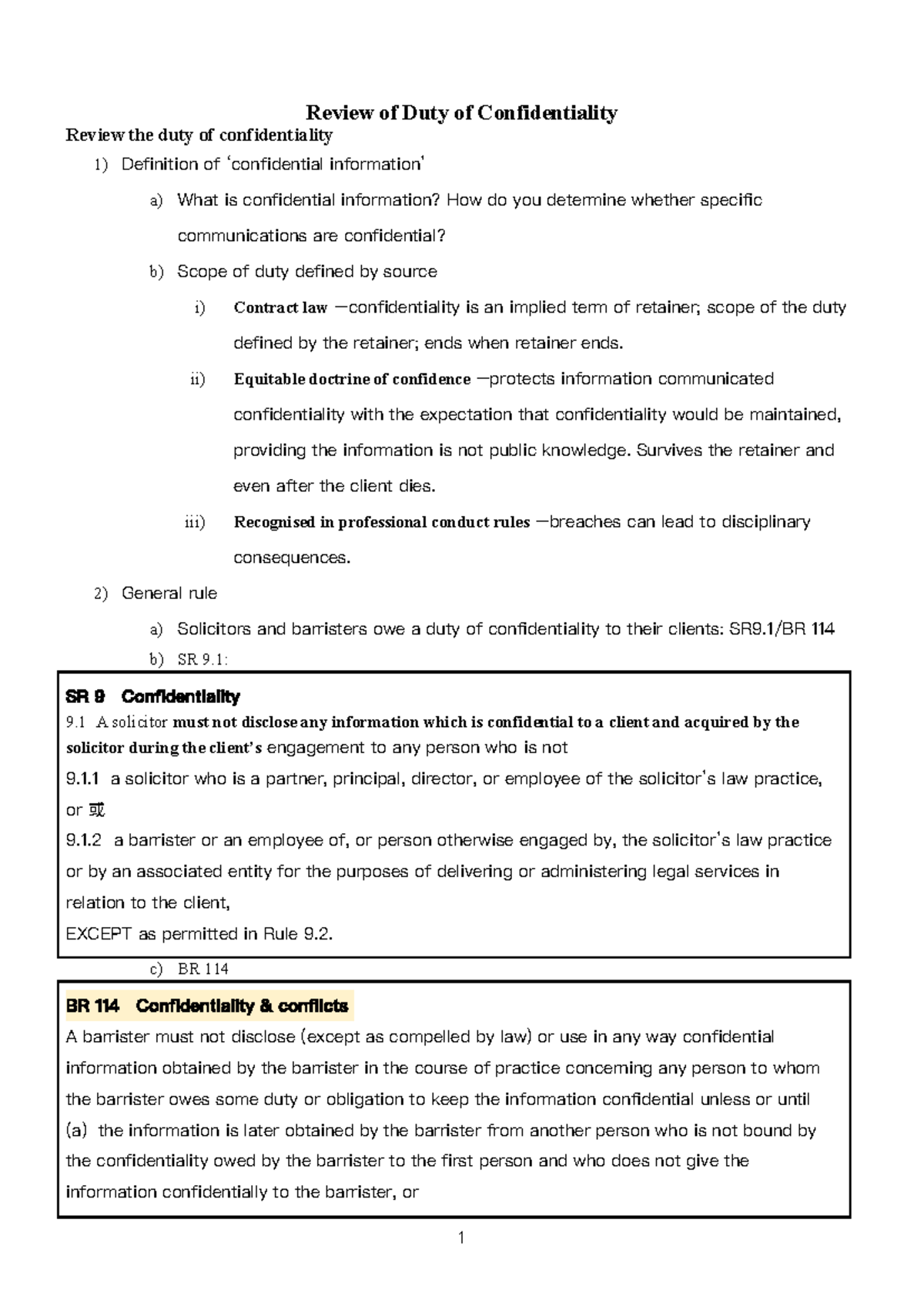 Review of Duty of Confidentiality: Key Principles and Exceptions - Studocu