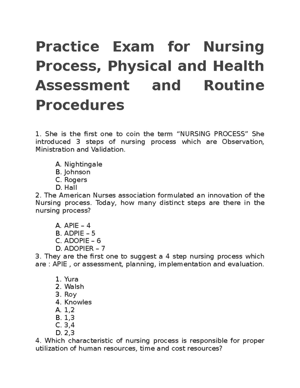PNLE 100 Items - Practice exam mock and pe boards for PNLE - Philippine ...