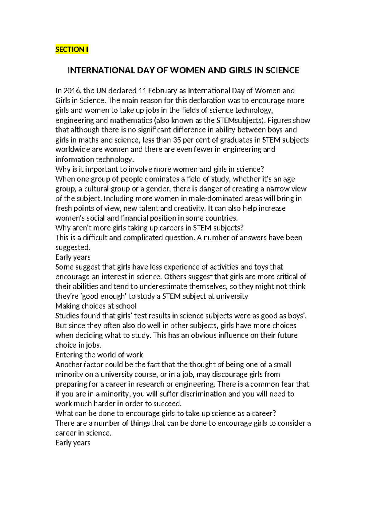 BÀI ÔN - International Day of Women and Girls in Science & UK Rail ...