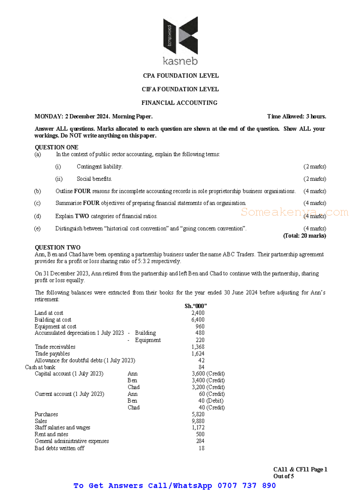 CA11 & CF11 Financial Accounting - Study Notes and Exam Preparation ...