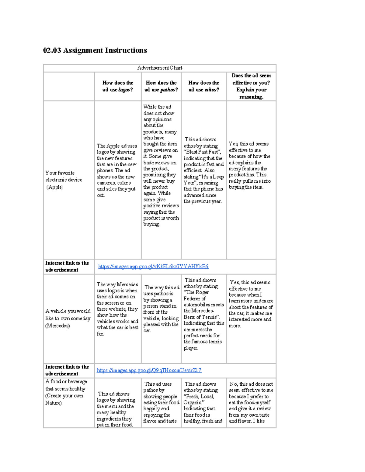 English 3 – 2.03 Advertisement Analysis Assignment - Studocu