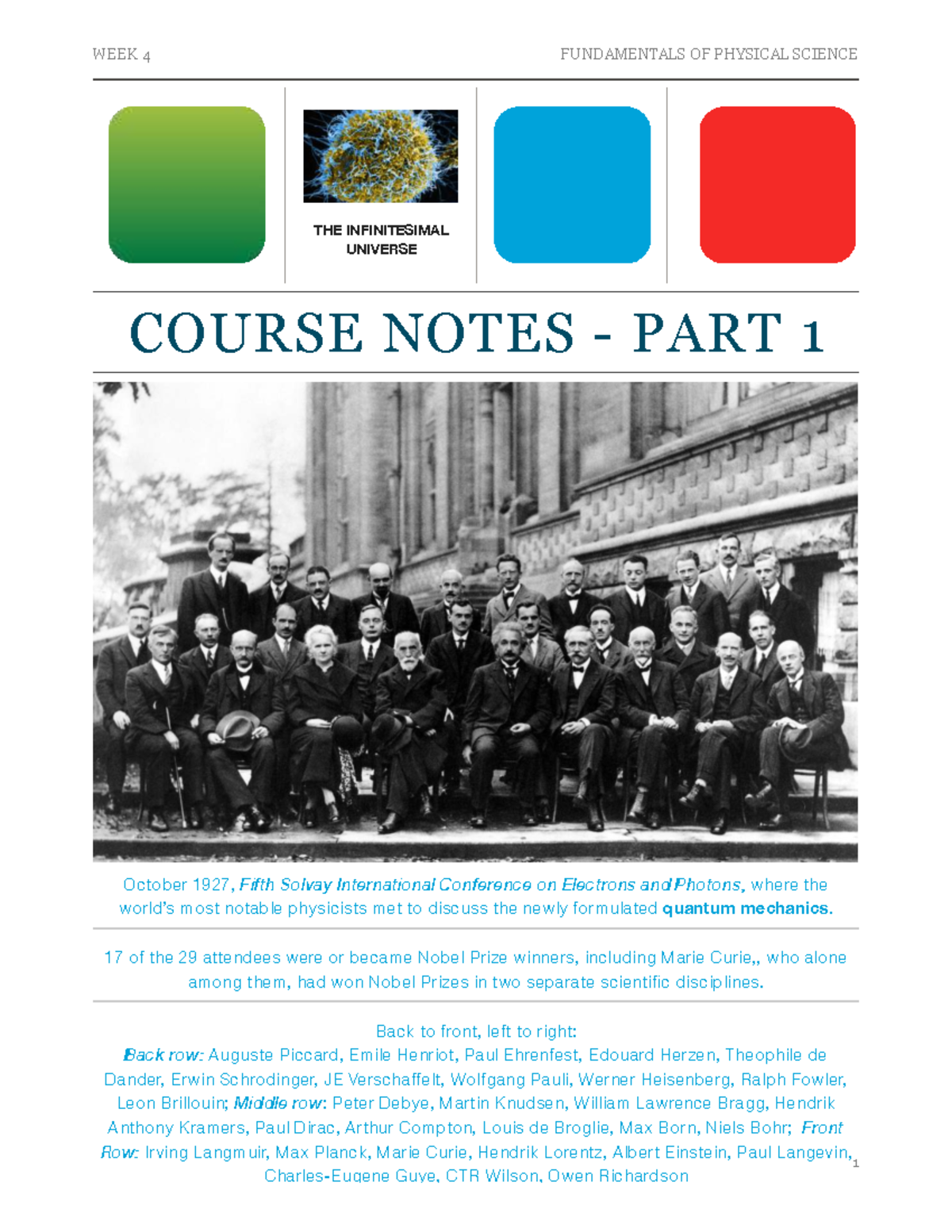 WEEK 4 PHYSICAL SCIENCE COURSE NOTES: QUANTUM MECHANICS & STAR ...