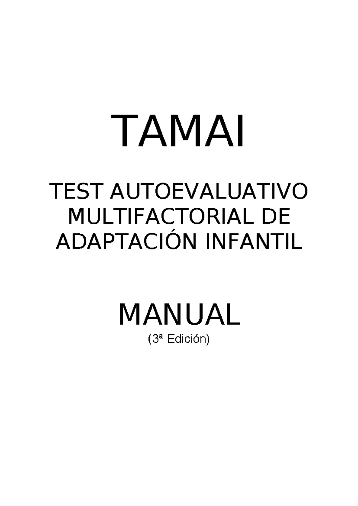 Manual TAMAI: Test Autoevaluativo Multifactorial de Adaptación Infantil ...