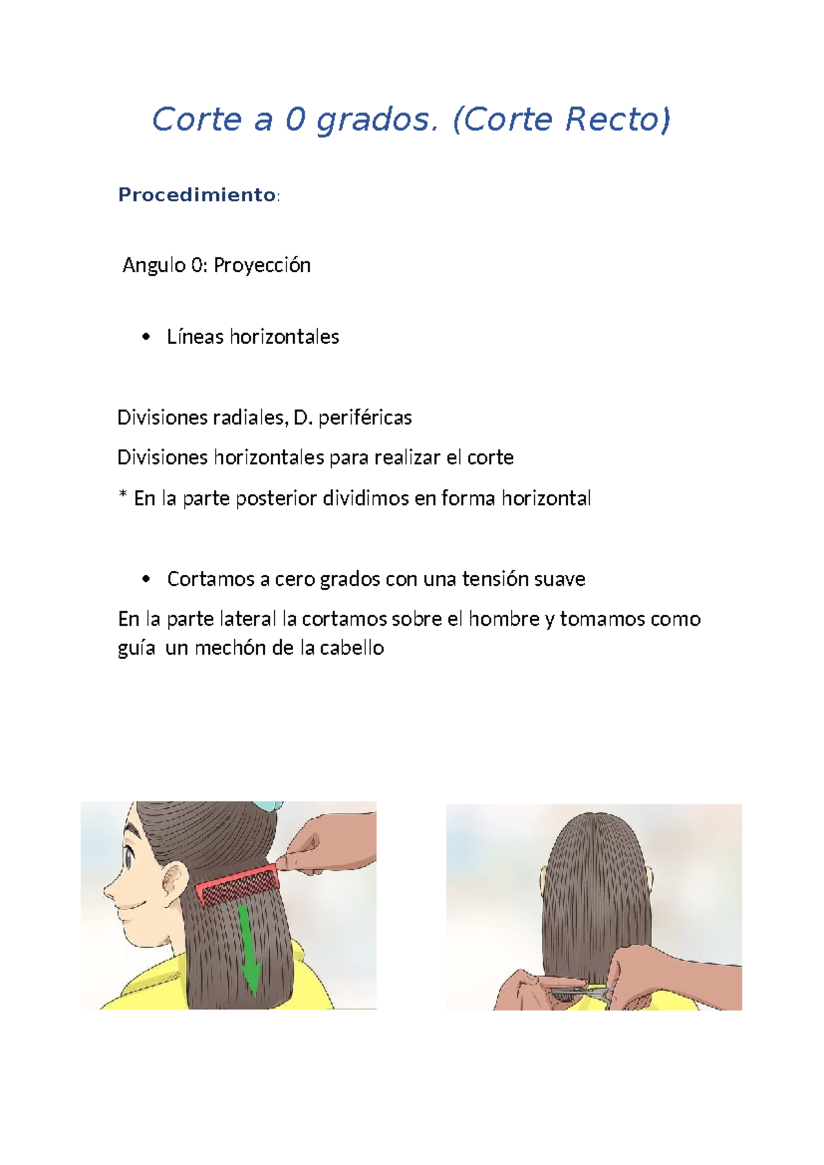 Cortes de Cabello para Mujeres: Técnicas a 0 y 90 Grados - Studocu