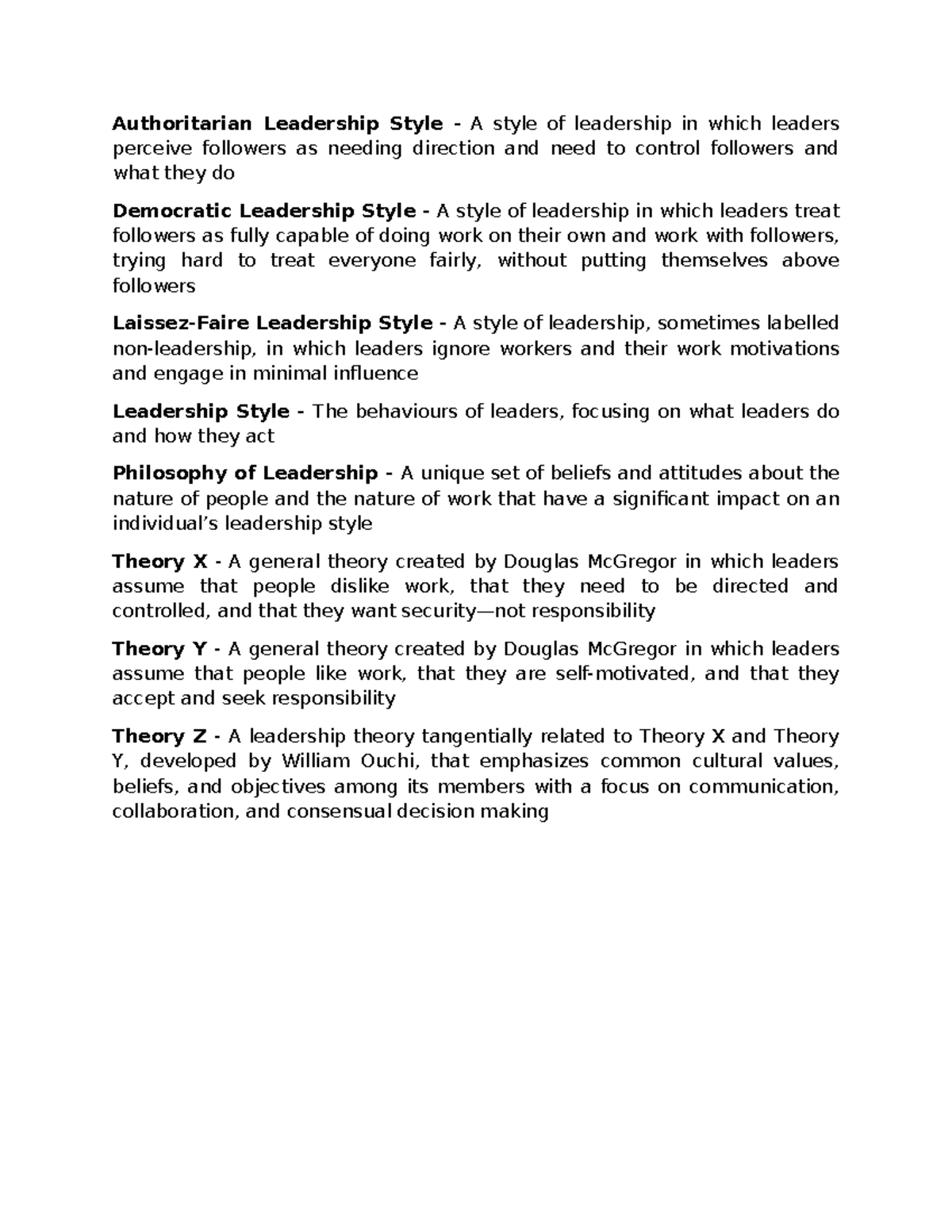 LEAD 3000 - Chapter 3: Leadership Styles and Theories Explained - Studocu