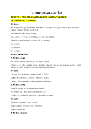 [Solved] Sekaseka sereto o lebeletse dinyakwa tsa mohuta wa sona ...