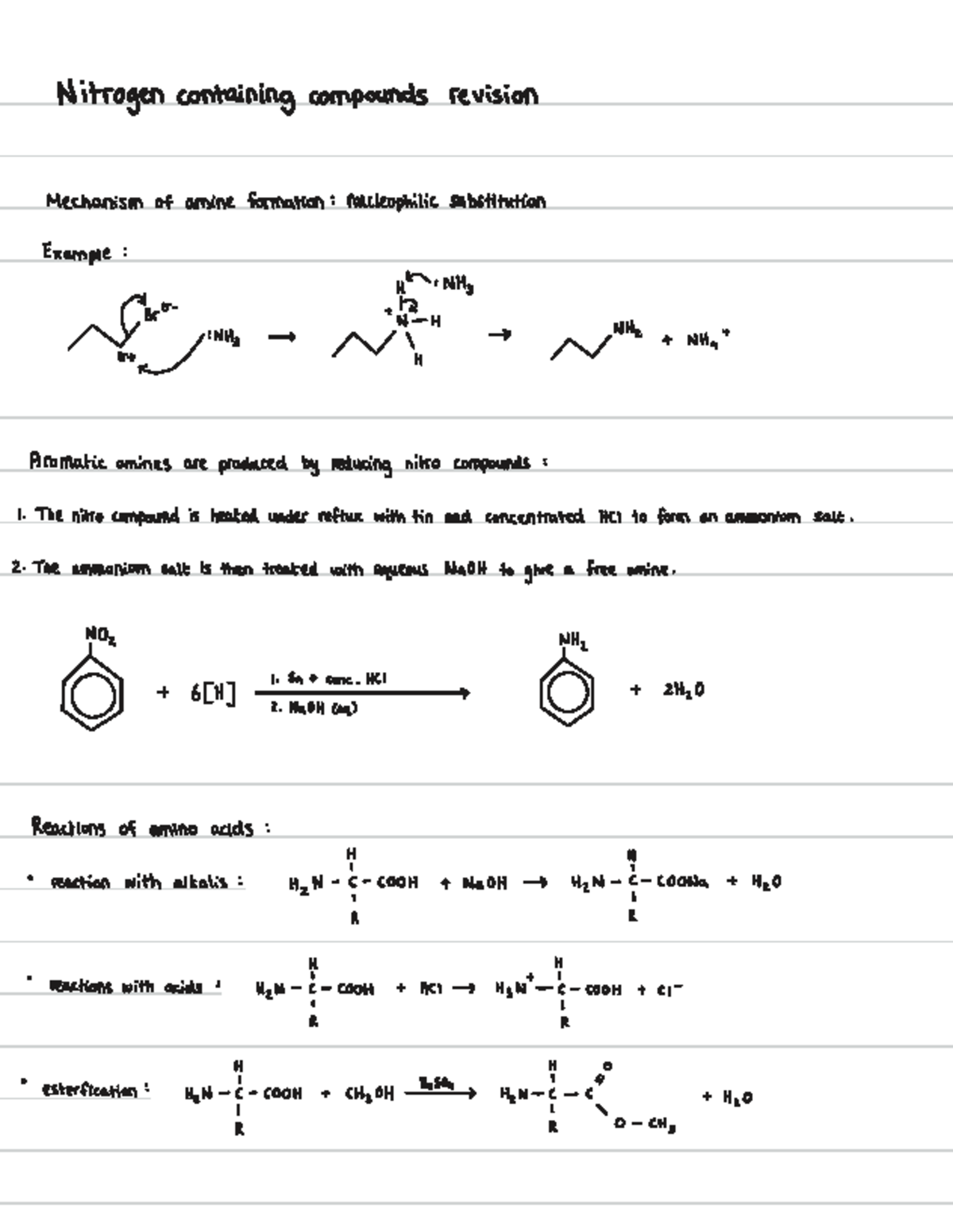 Nitrogen Compounds: Mechanisms of Amine Formation and Reactions - Studocu