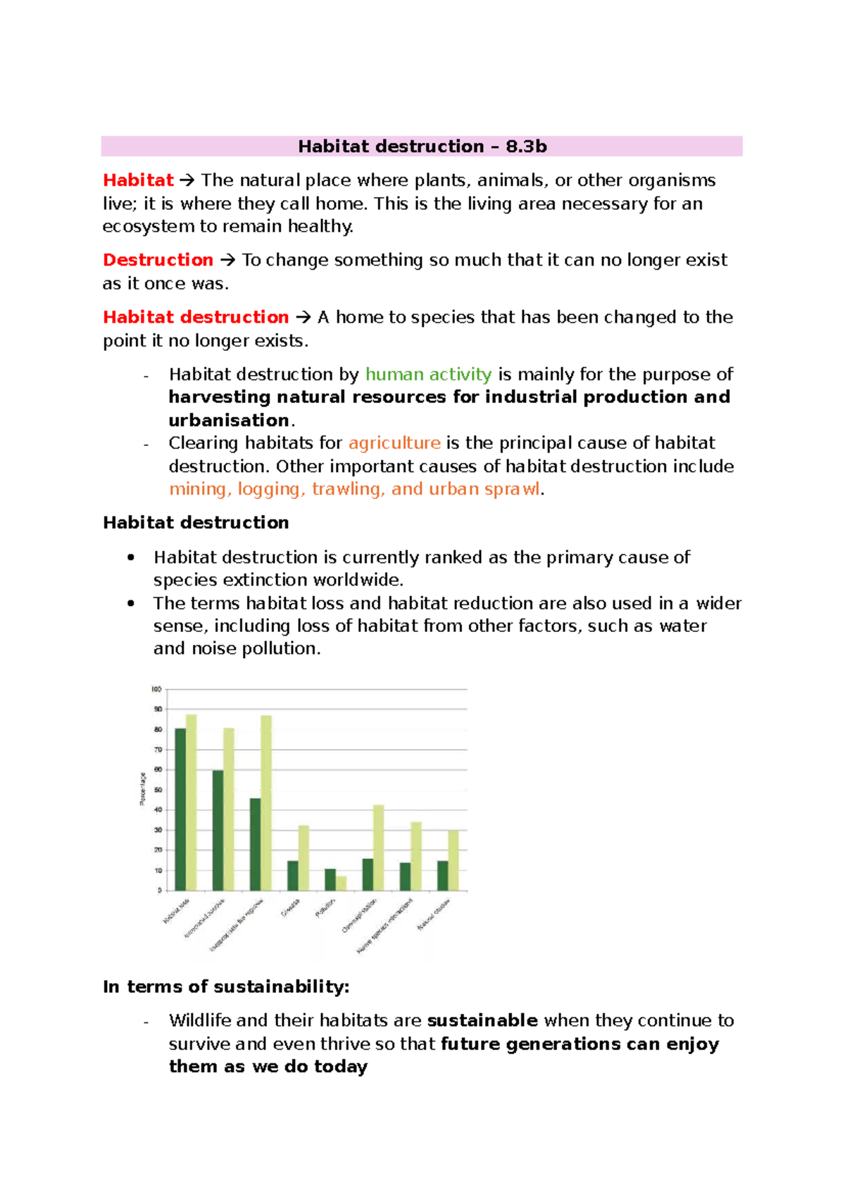 Habitat Destruction and Biodiversity Impact - Module 8 EES Notes - Studocu