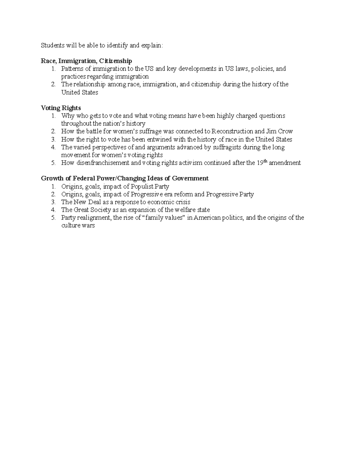 US History Lecture Notes: Race, Immigration, and Voting Rights - Studocu