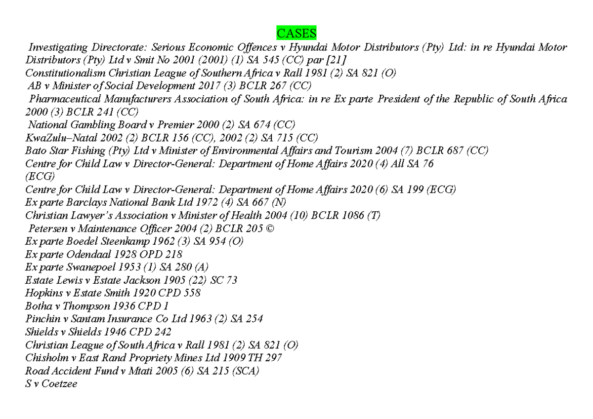 Important Cases and Acts: A Comprehensive Overview for Legal Studies ...