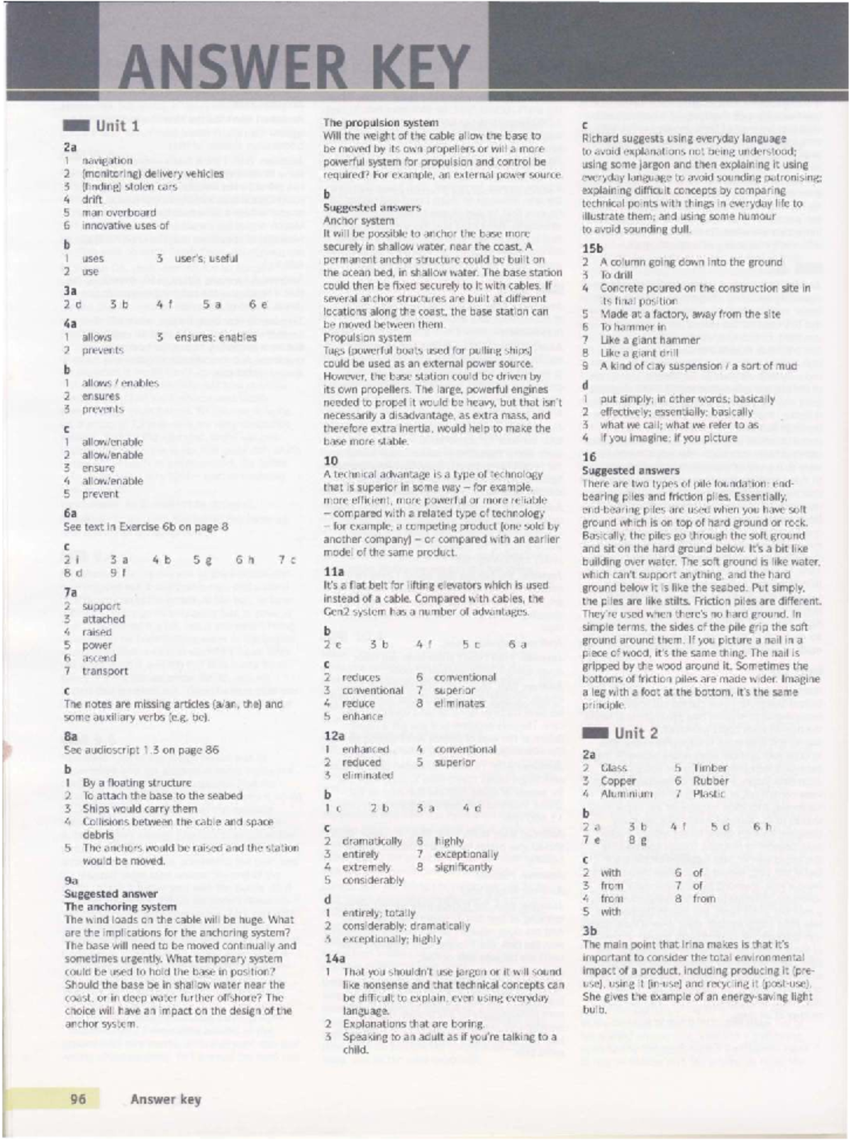 Cambridge English for Engineering Answer Key: Units 1-3 Review - Studocu