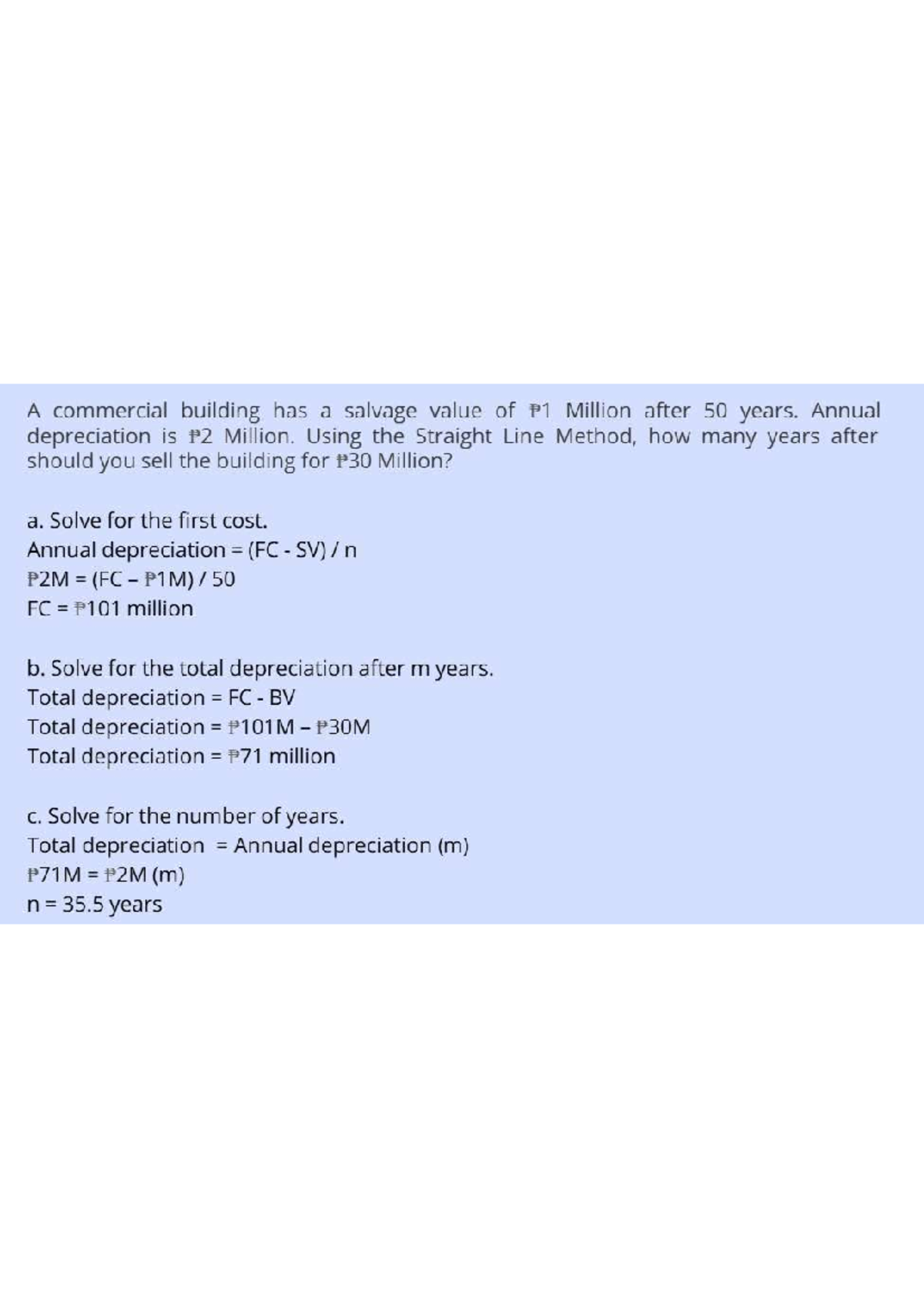 Commercial Building Depreciation Analysis: Straight Line Method - Studocu