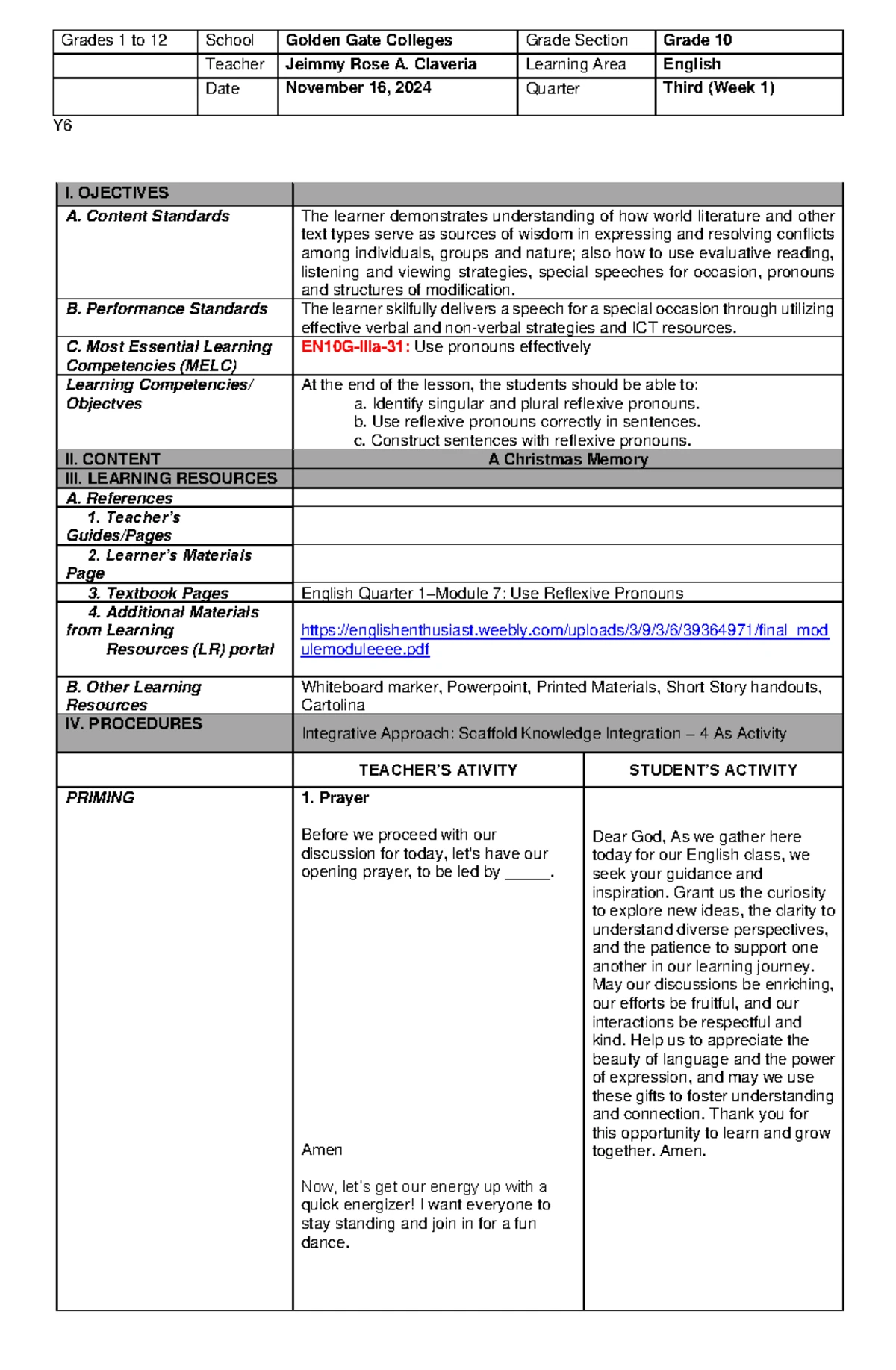 SLP-DRRR-6 - Lesson Plan: Volcanic Hazard & Risk Preparedness - Studocu