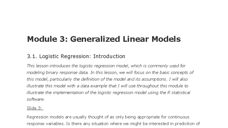 Module 3 Transcripts - Tagged - Module 3: Generalized Linear Models 3 ...
