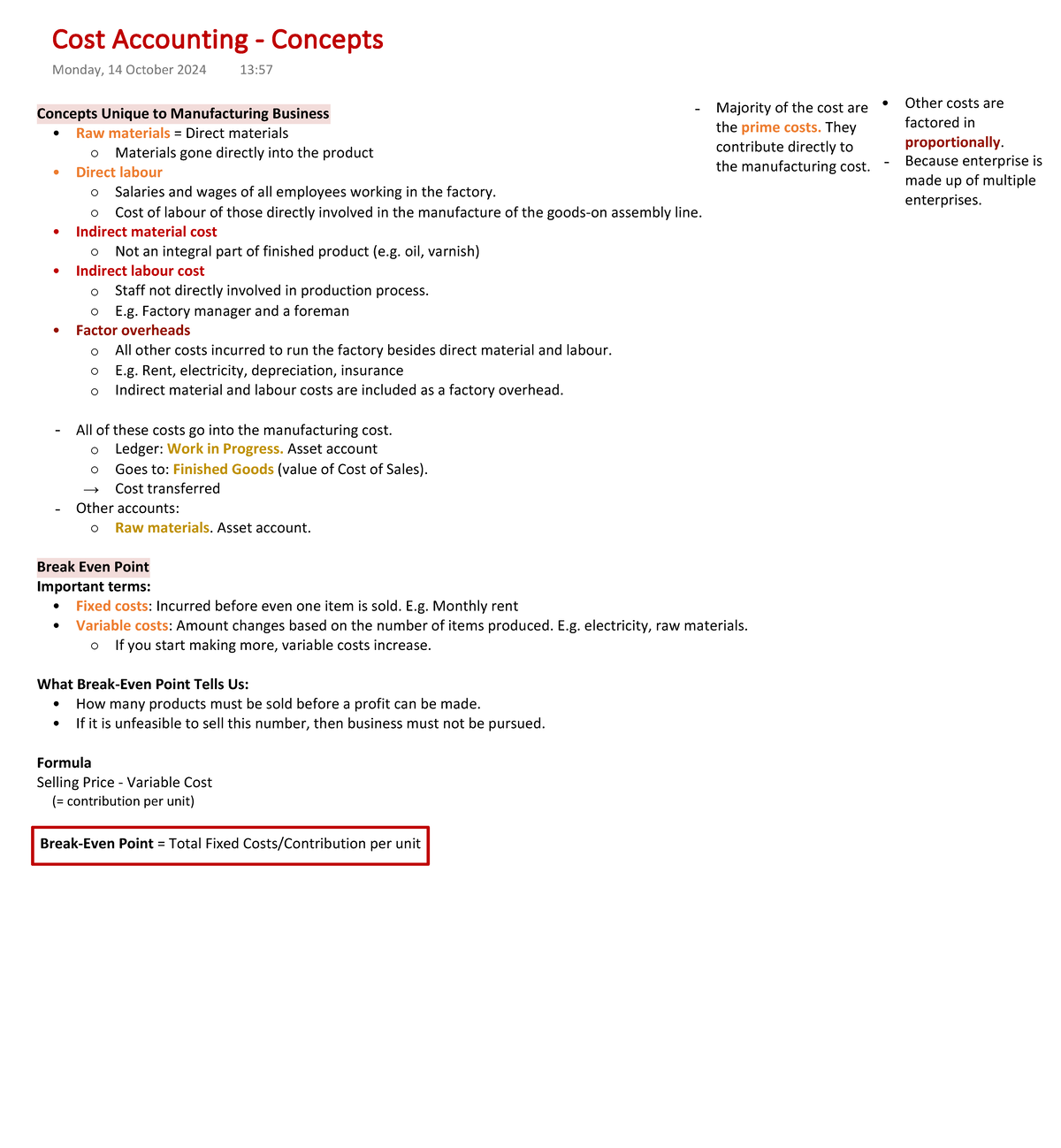 Cost Accounting Concepts for Manufacturing Businesses - CA101 - Studocu