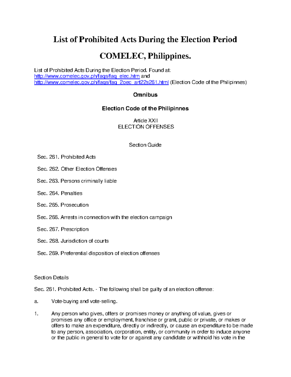 Prohibited Acts During Election Period: Key Guidelines and Offenses ...