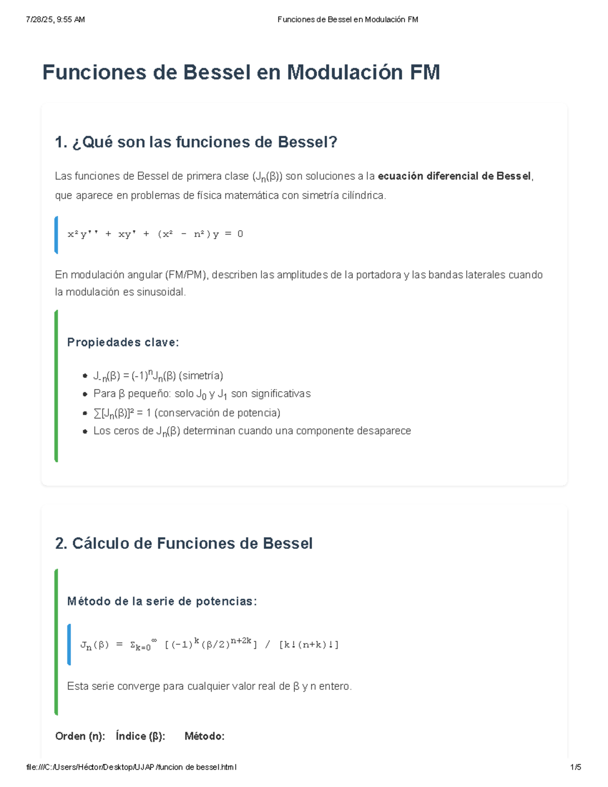 Funciones de Bessel en Modulación FM - Análisis y Aplicaciones - Studocu