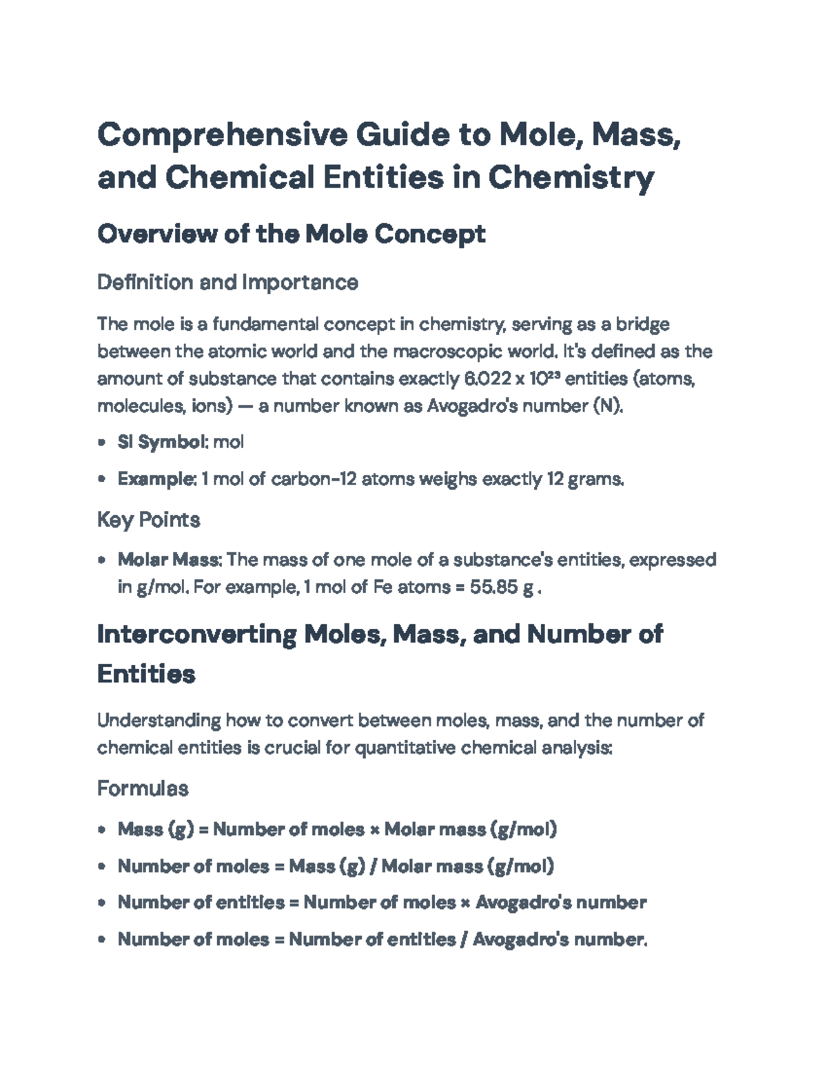 Comprehensive Stoichiometry Guide: Moles, Mass, & Chemical Formulas ...