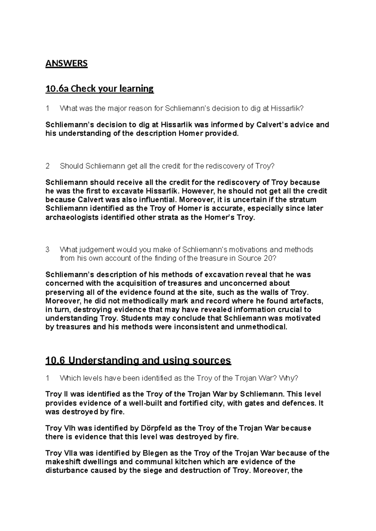 10.6 Lecture Notes: Rediscovery of Troy and Schliemann's Methods - Studocu