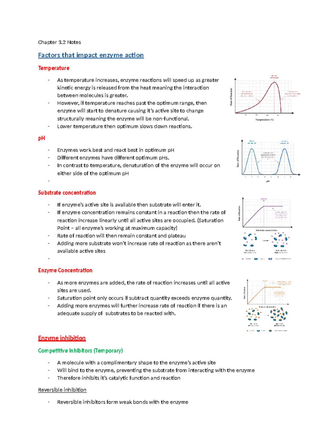 Chapter 3.2 Notes: Factors Influencing Enzyme Action and Reactions ...