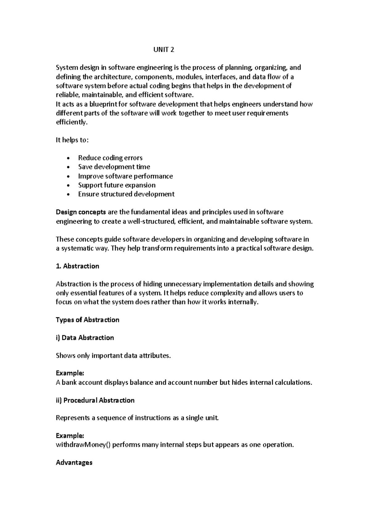 UNIT 2 SE - System Design Principles in Software Engineering - Studocu