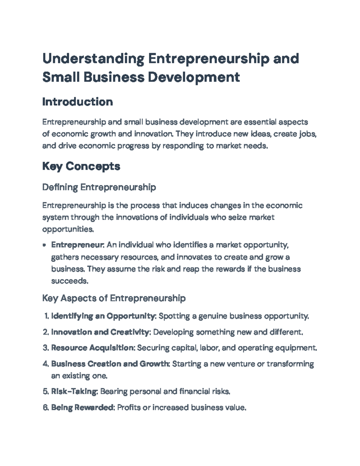Understanding Entrepreneurship & Small Business Dev. (Course Code ...