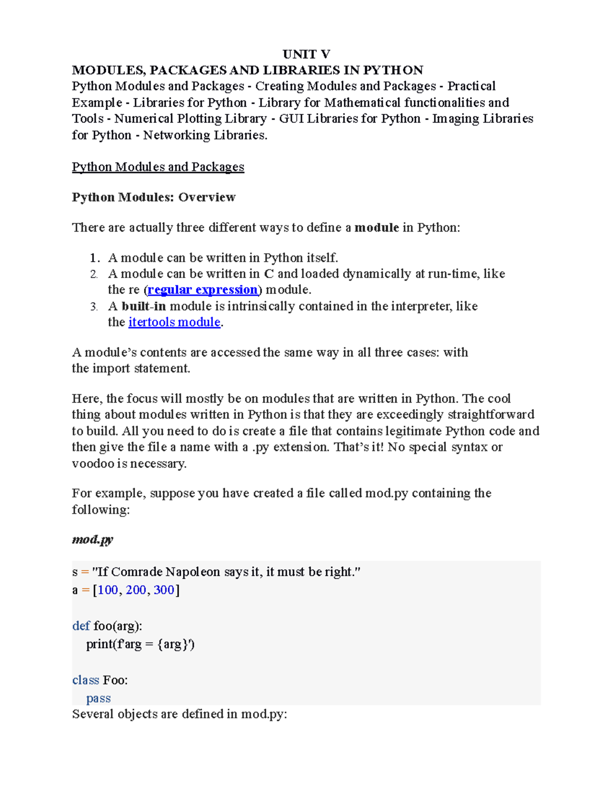 Unit 5 - Python Modules and Packages - Creating Modules and Packages ...