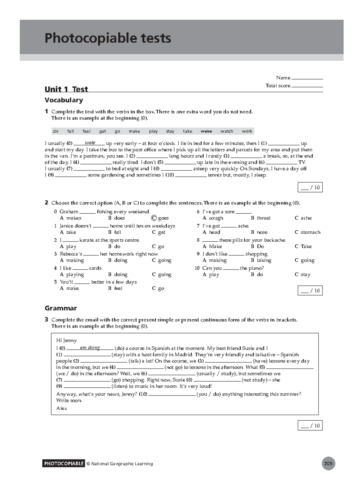 Pre-Intermediate Unit Tests: Vocabulary, Grammar, and Reading ...