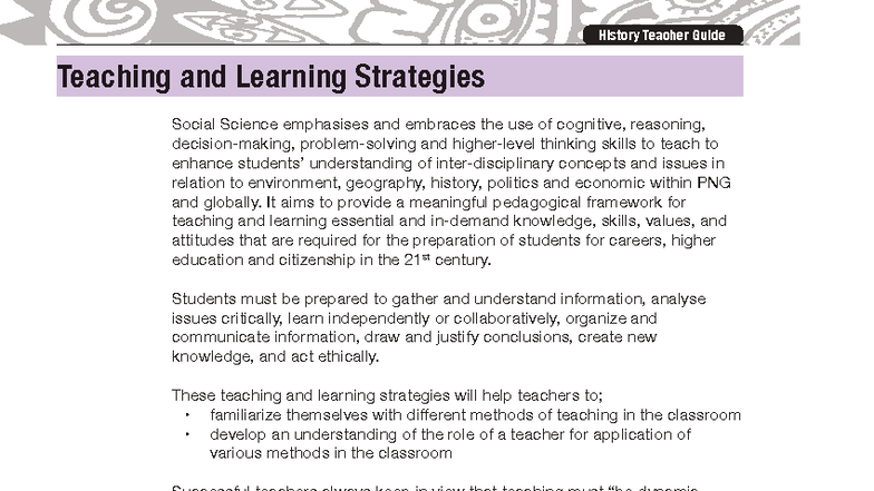 Teaching & Learning Strategies in History (Grade 12) Guide - Studocu