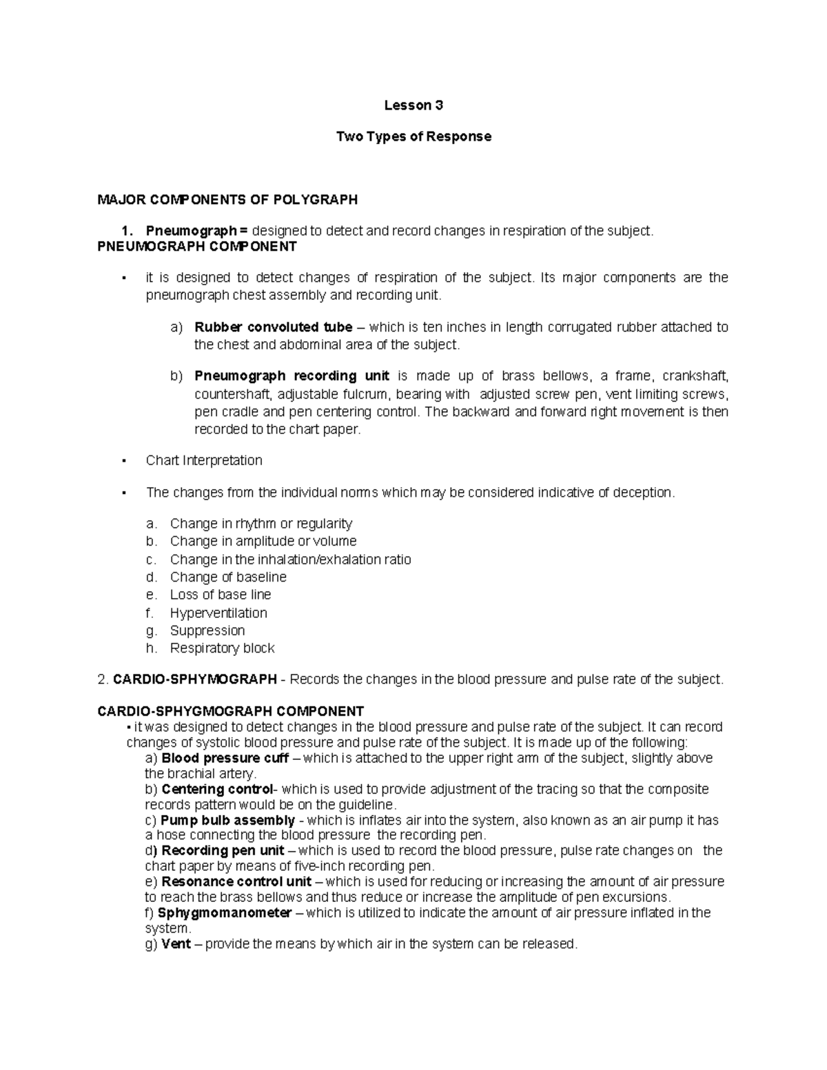 Lesson 3 - Polygraphy Lecture Notes: Components & Techniques - Studocu