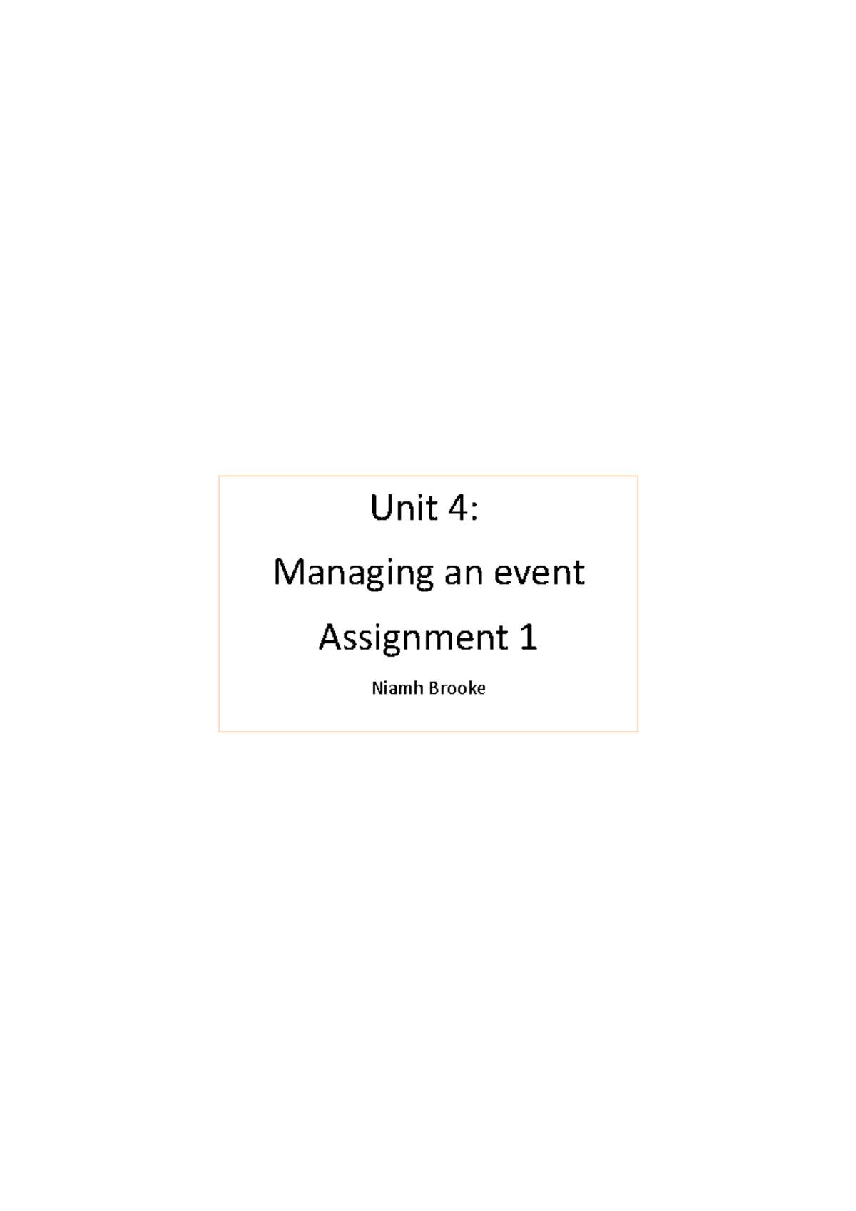 U4 - A1 - Btec Business Level 3 Unit 4 Event Management Skills ...