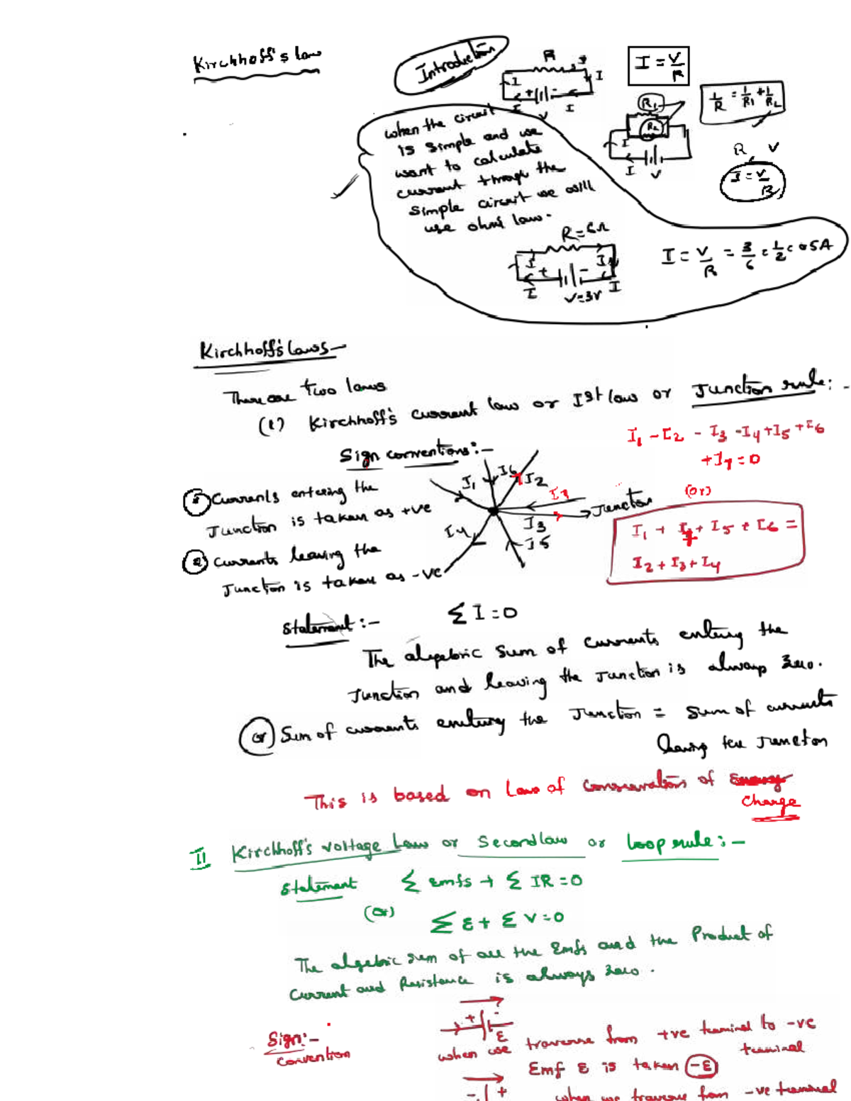 Kirchhoff's Laws Introduction - PHY 101 Notes - Studocu