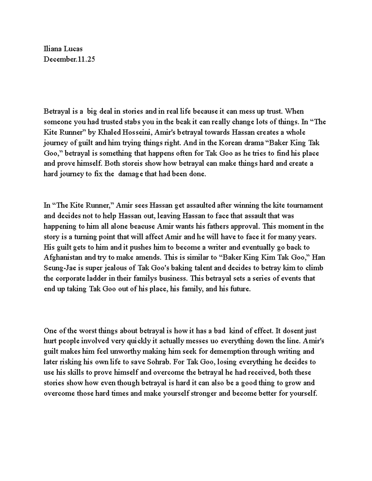 Kite Runner Essay Notes: Exploring Betrayal and Redemption - Studocu