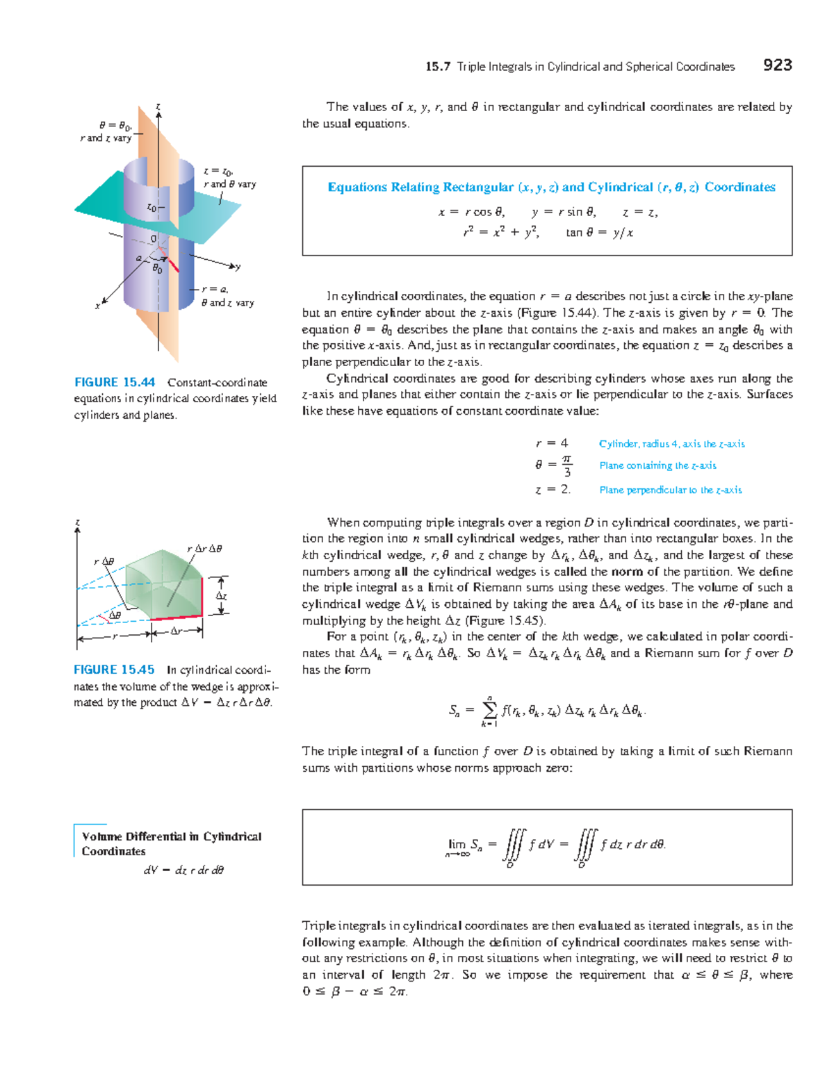 15.7 Triple Integrals in Cylindrical Coordinates - Thomas Calculus ...