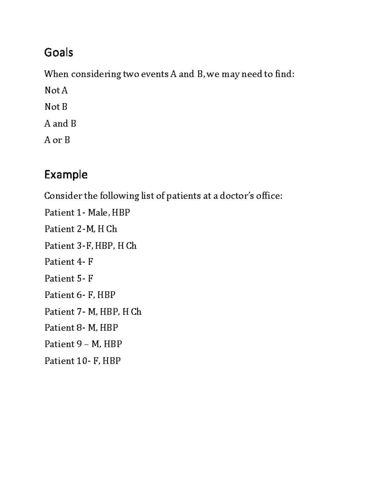 Module 7 Part 2 Notes Goals When Considering Two Events A And B We May Need To Find Not A