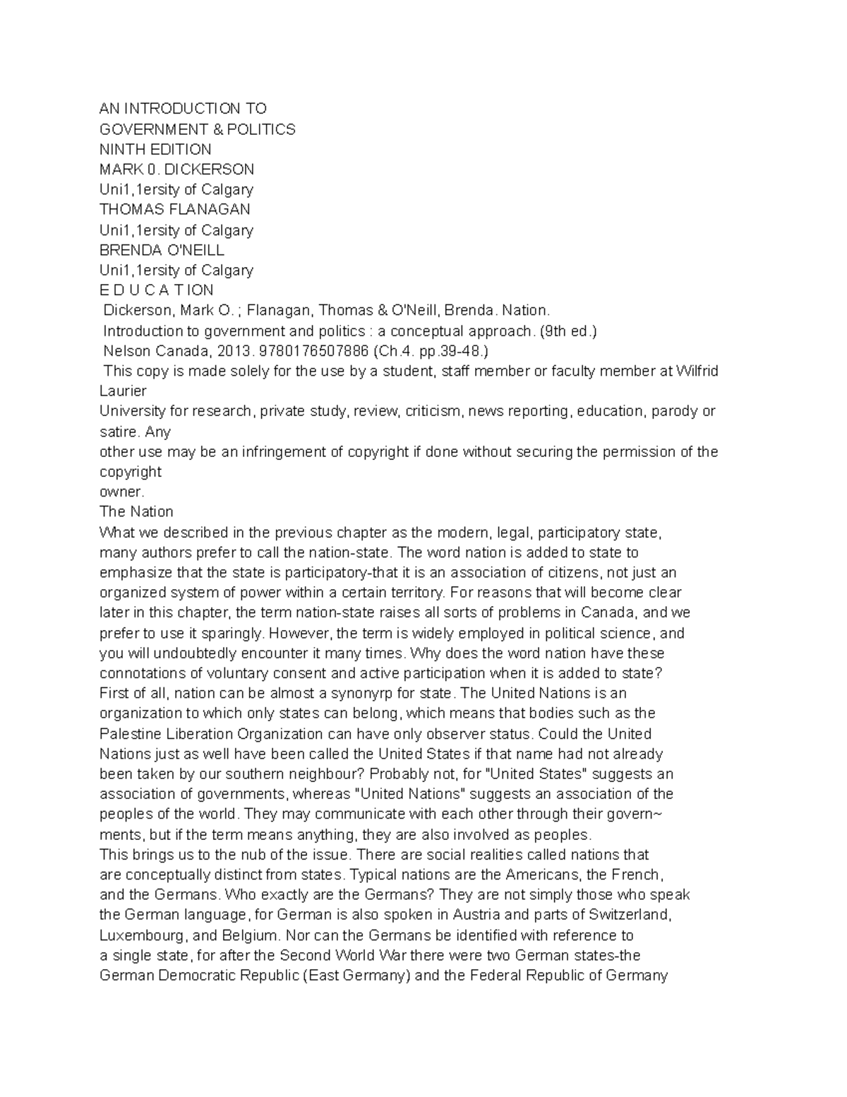 Understanding National Identity in Canada - GOVT 100 Lecture Notes ...