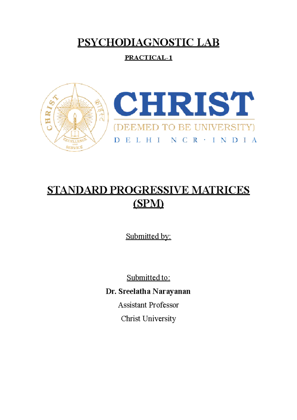 PSYCH 101: Practical Report on Standard Progressive Matrices (SPM ...