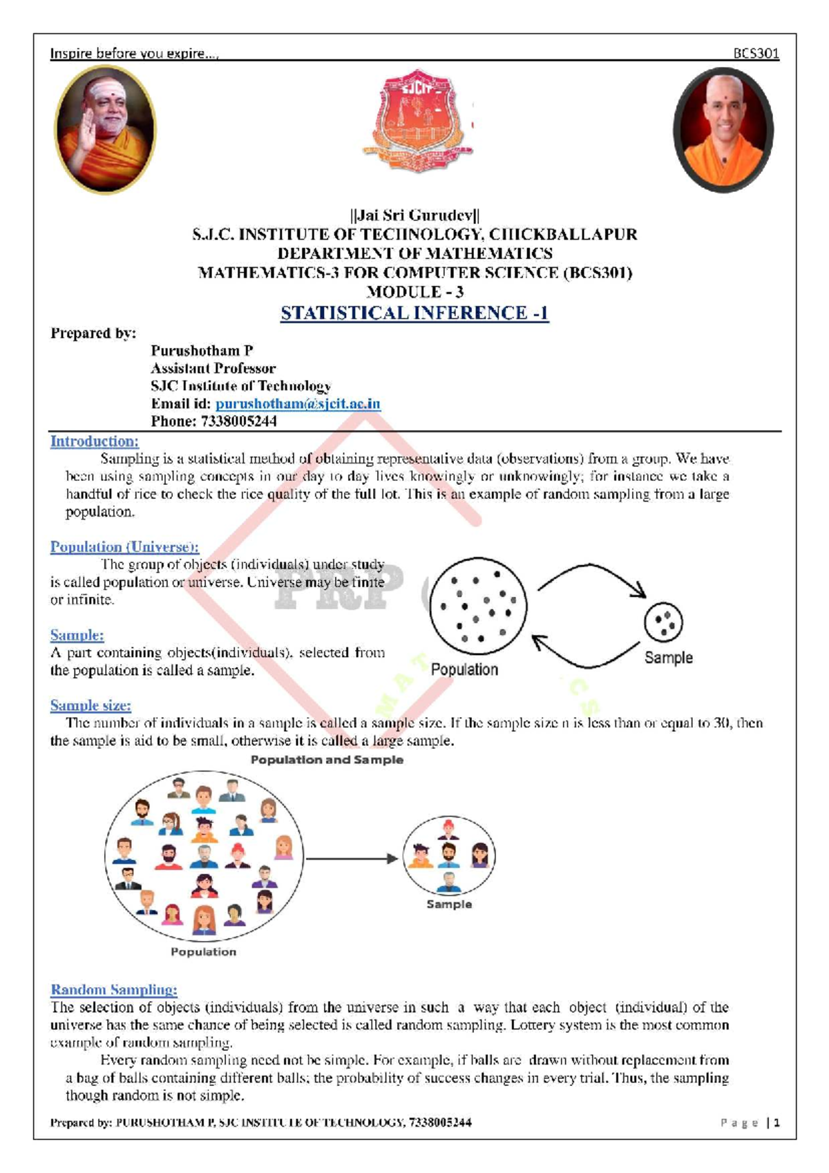 BCS301 Module 3: Statistical Inference Concepts and Hypothesis Testing ...