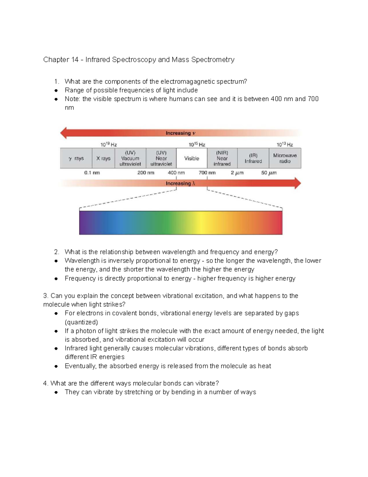 Orgo 1 Notes: Chapter 14 - Infrared & Mass Spectrometry Insights - Studocu